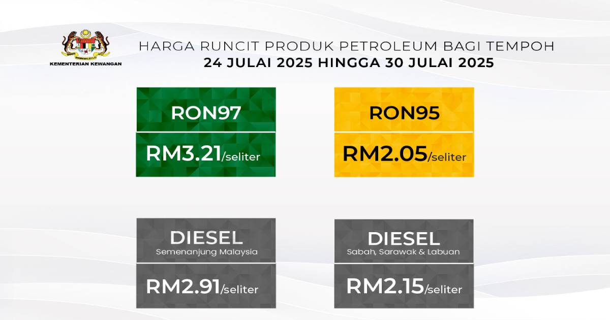 Harga Runcit Produk Petroleum Bagi Tempoh 24 Julai 2025 Hingga 30 Julai ...